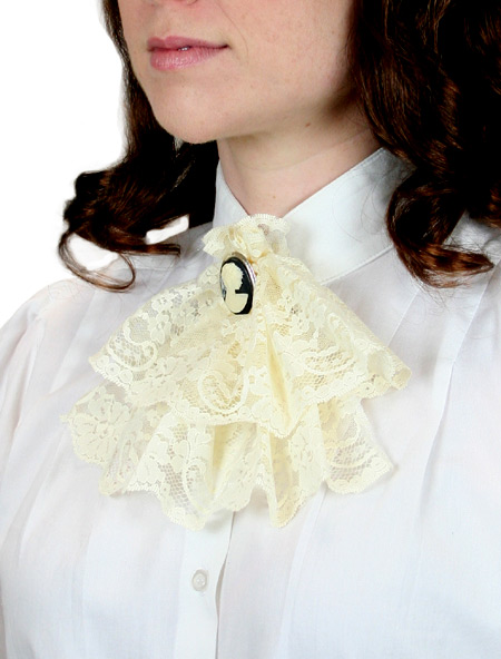 Victorian Lace Jabot - Ivory